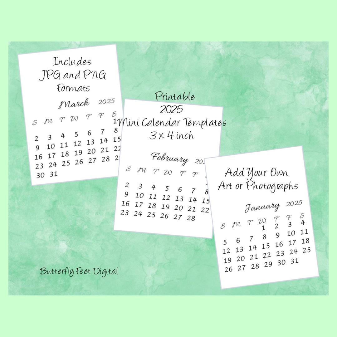 Printable 2025 Mini Desk Calendar Templates 3 X 4 Inch Add Your Own Art ...