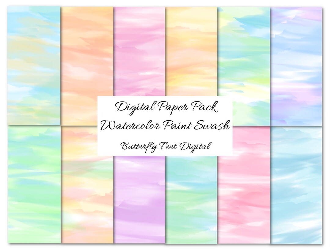 Digital Paper Pack Watercolor Paint Swash Sunset Colors 12 - Etsy Hong Kong