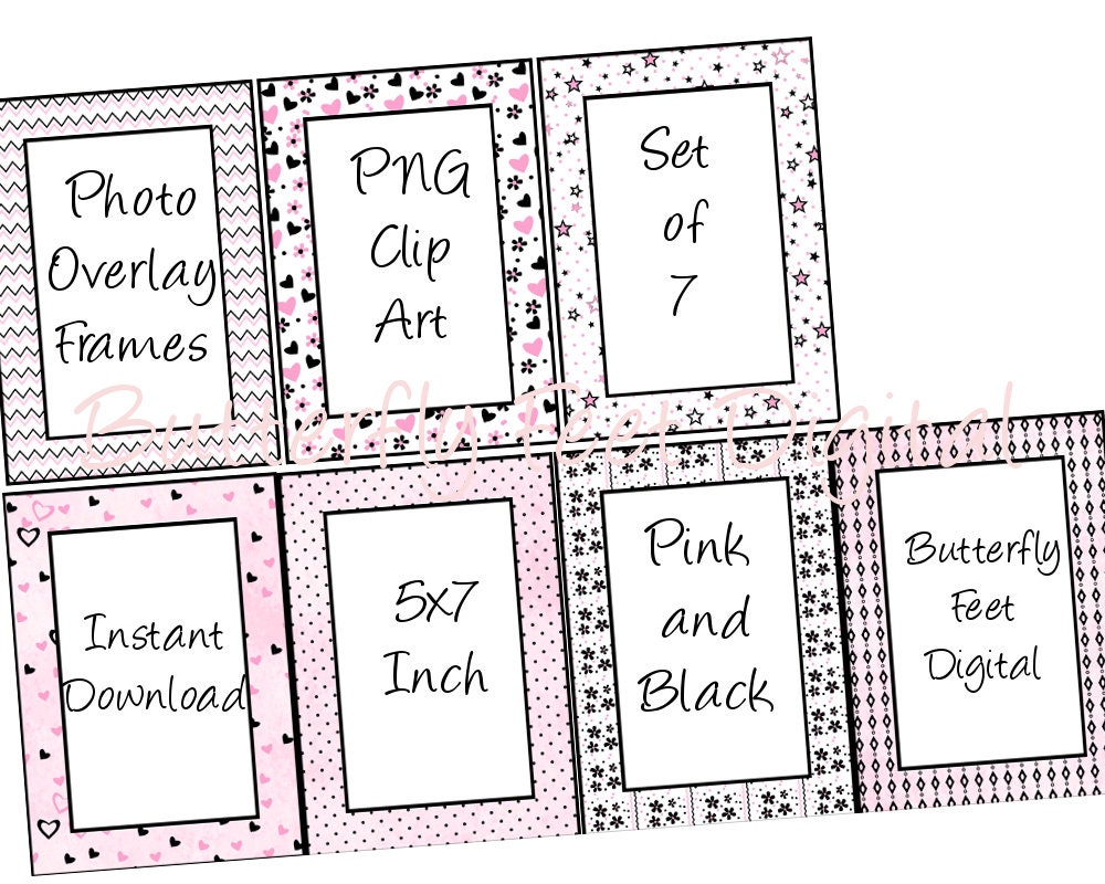 Digital PNG Clip Art Frames / Borders Photo Overlays 5x7 | Etsy