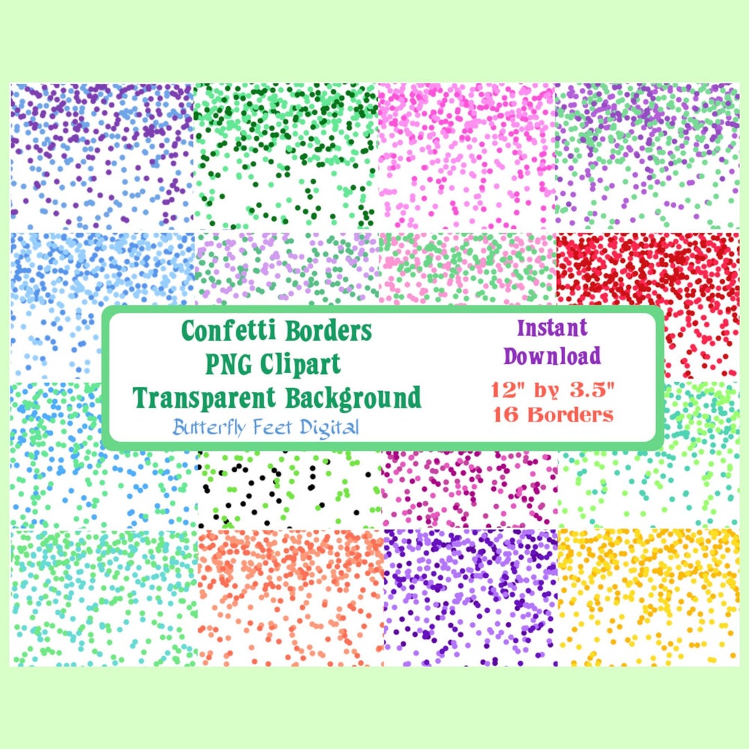 Confetti Sprinkles Clipart PNG Borders Photo Overlay Digital Download ...