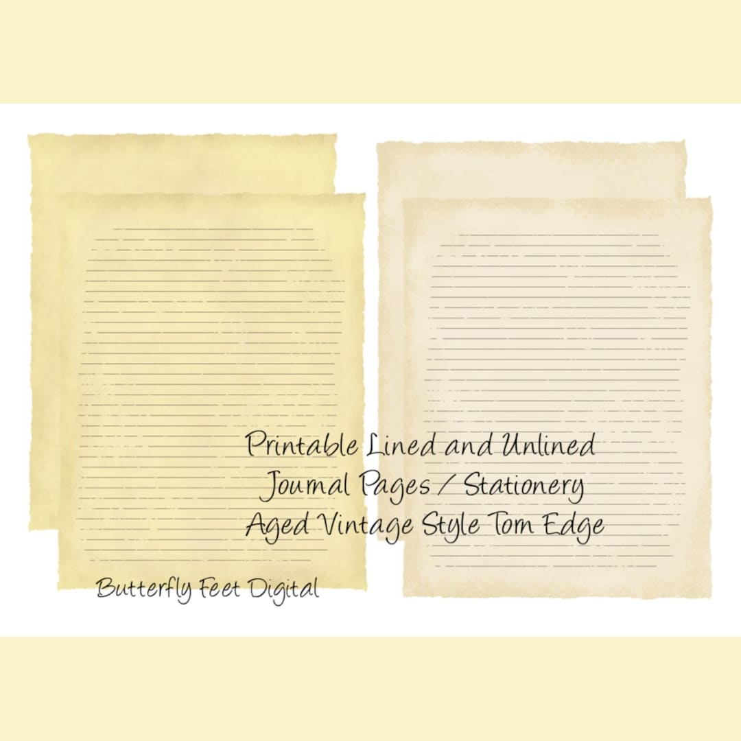 Printable Journal Pages Diaries Lined Writing Paper and Unlined Torn ...