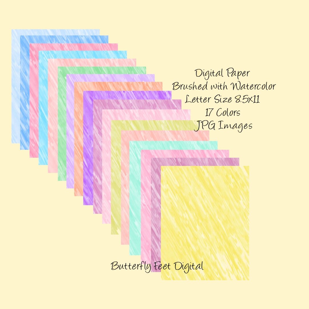 Digital Paper Pack Watercolor Letter Size 8.5 X 11, 17 Sheets Digital ...