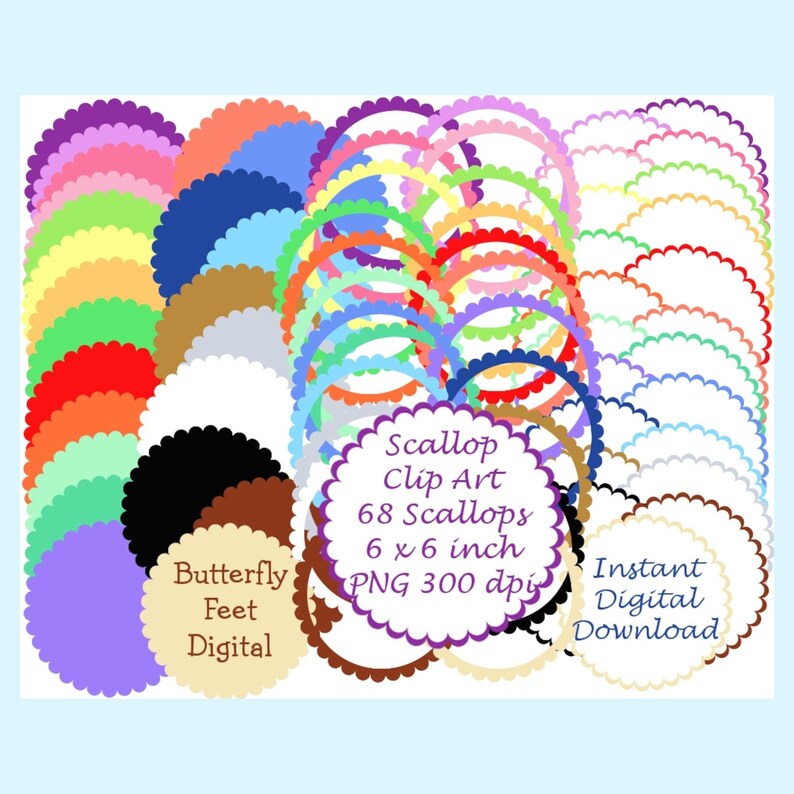 Scallop Circles PNG Clipart Photo Overlay Digital Download - Etsy
