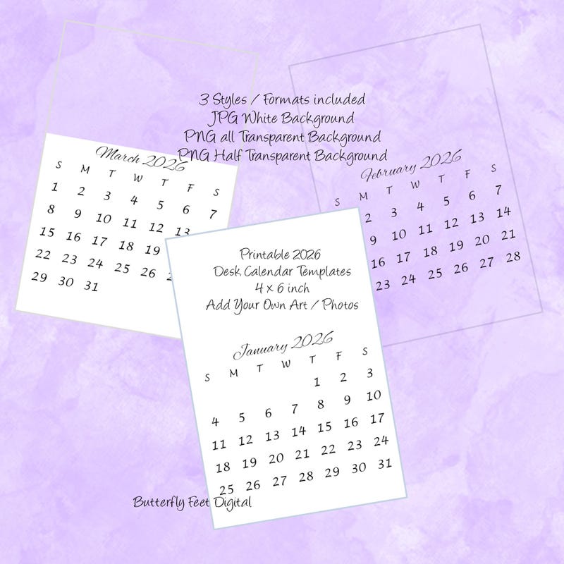 2026 Digital Calendar 4x6 - Etsy