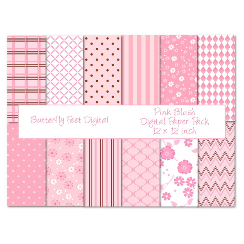 Pink Digital Paper Pack 12 Printable Background Designs Digital ...