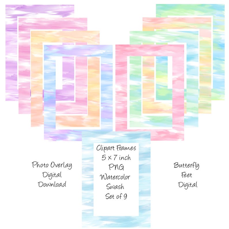 Clipart Frames Borders Watercolor Swash Photo Overlay 12 PNG Frames ...