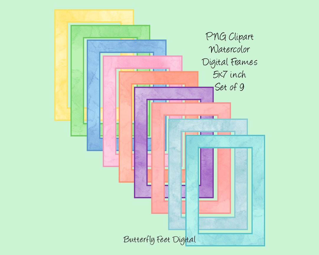Watercolor Picture Frames PNG Clipart Digital Frames Photo Overlay 5 X ...