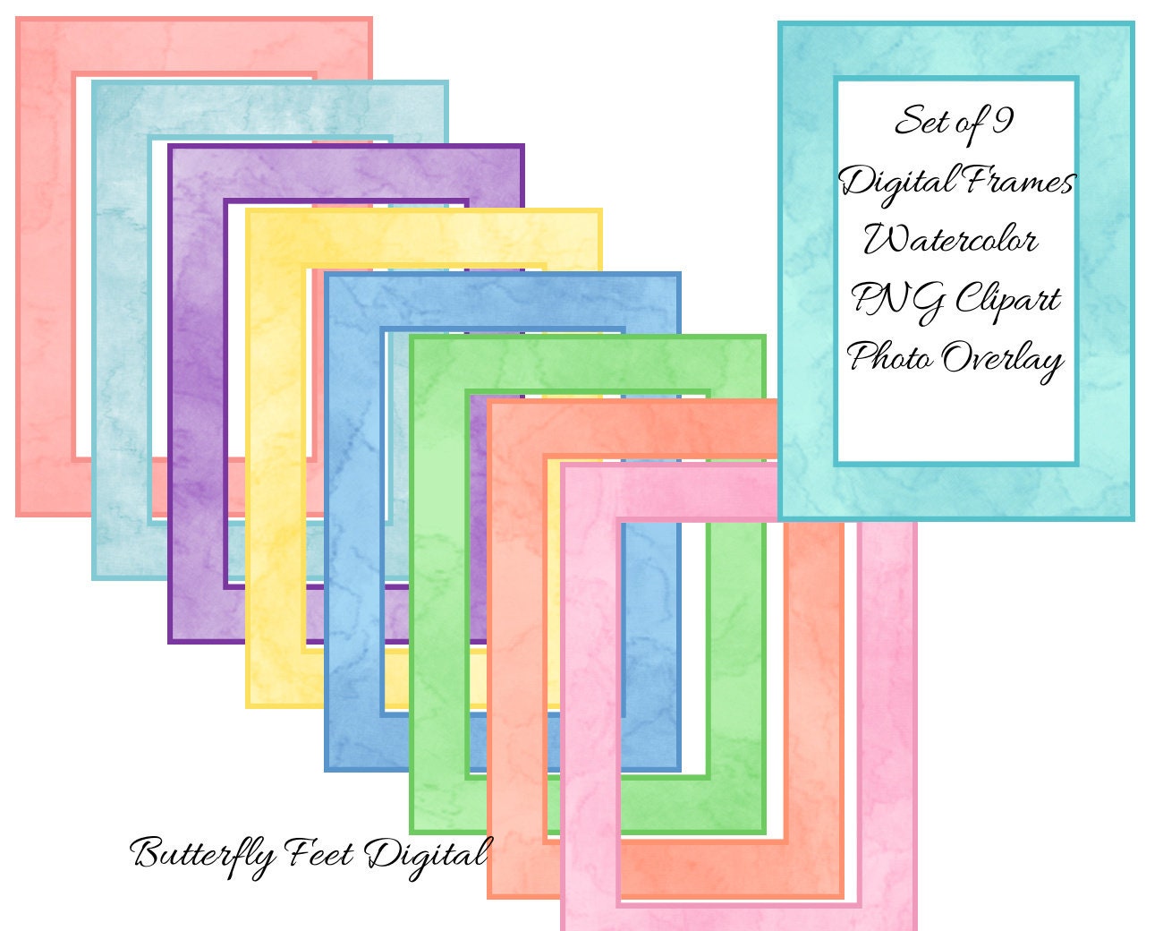 Watercolor Picture Frames PNG Clipart Digital Frames Photo - Etsy UK