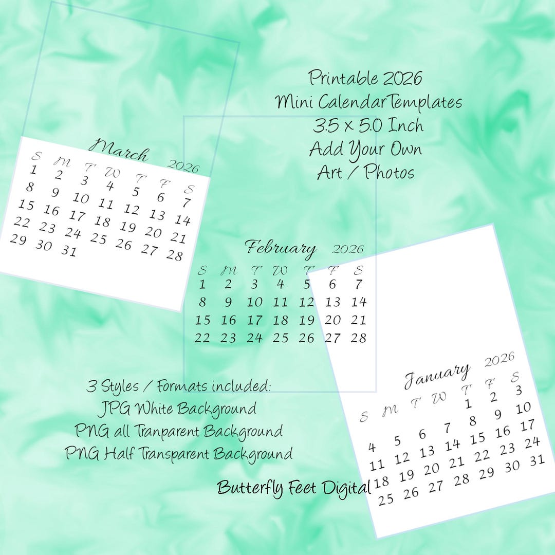Printable 2026 Mini Desk Calendar Templates 3.5 X 5.0 Inch Add Your Own ...