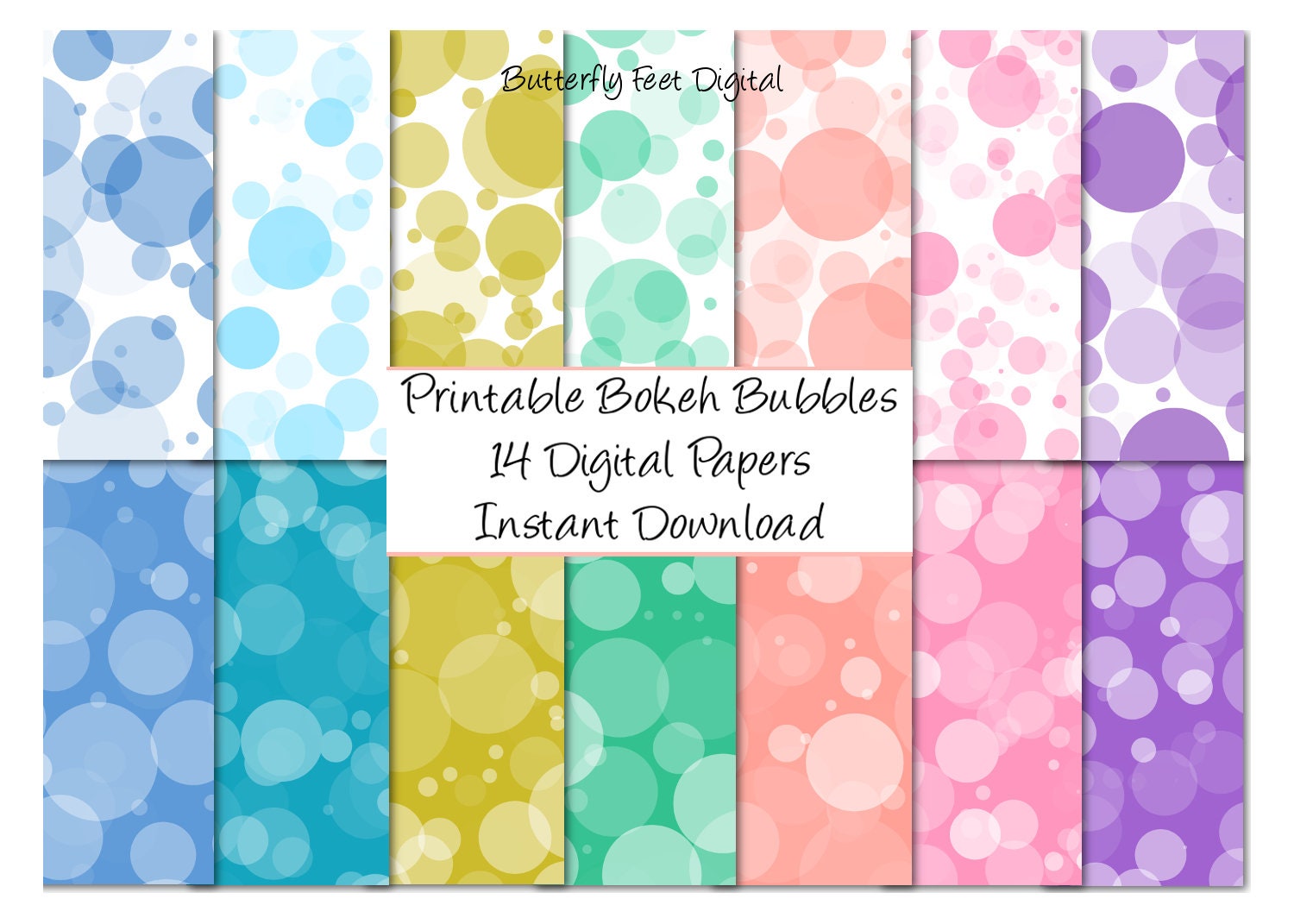 Bubbles Digital Paper Pack 14 Printable Designs Scrapbook Paper Card ...