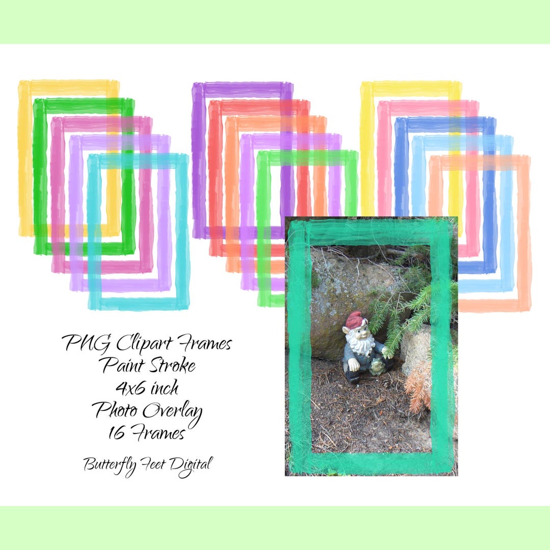 Clipart PNG Frames Borders Watercolor Brush Stroke Photo Overlay 4x6 ...