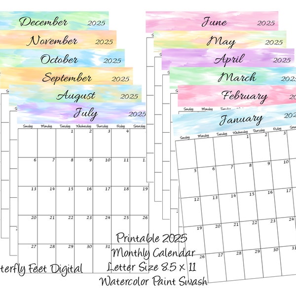 Watercolor Calendar - Etsy