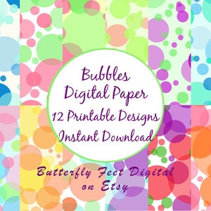 Bubbles Digital Paper Pack 12 Printable Seamless Designs | Etsy