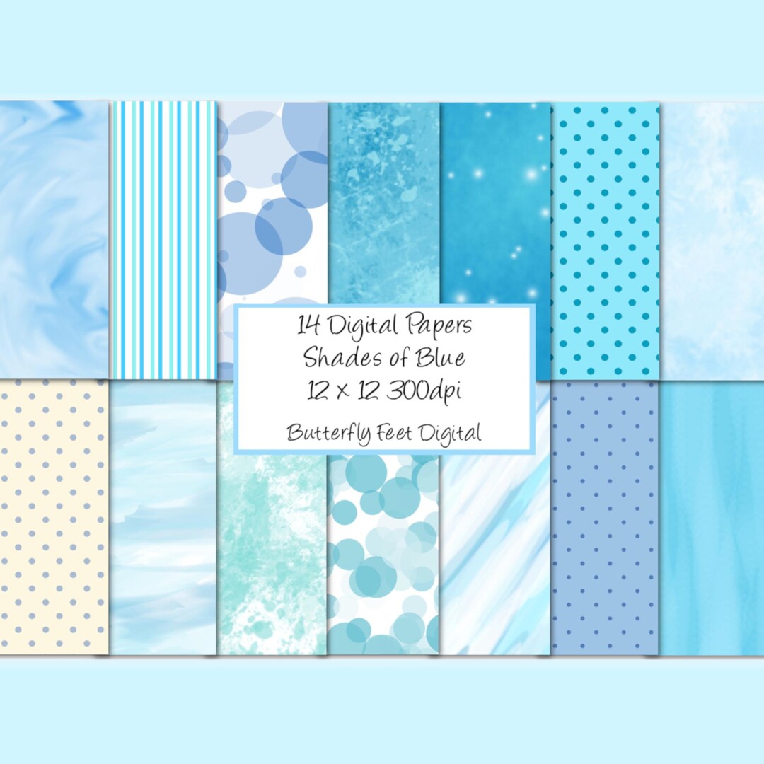 Digital Paper Pack Bluegreen Blue Aqua 14 Printable Designs Digital ...