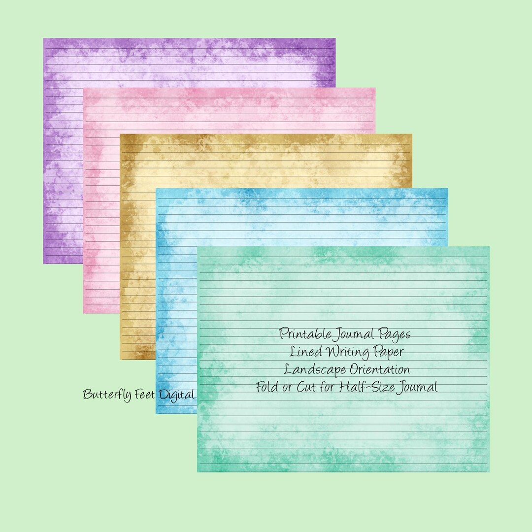 Printable Journal Pages Lined Writing Paper Watercolor Landscape ...
