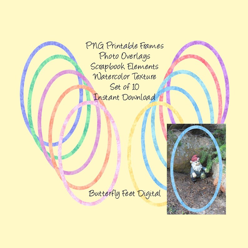 Oval Frames PNG Clipart Borders Photo Overlay 3x5 Inch Watercolor Set ...