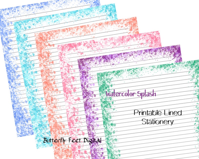 Printable Journal Pages Stationery Lined Writing Paper Watercolor Paint ...