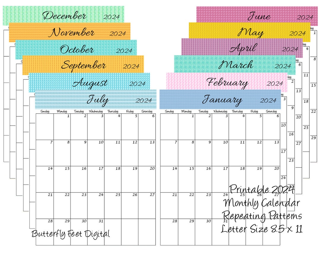 2024 Printable Calendar Letter Size Monthly Planner Portrait View ...