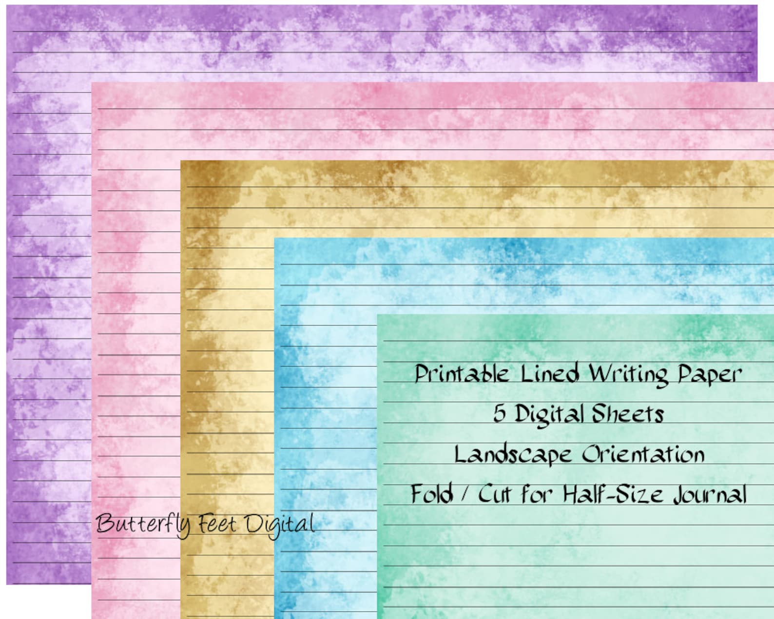 Printable Journal Pages Lined Writing Paper Landscape - Etsy
