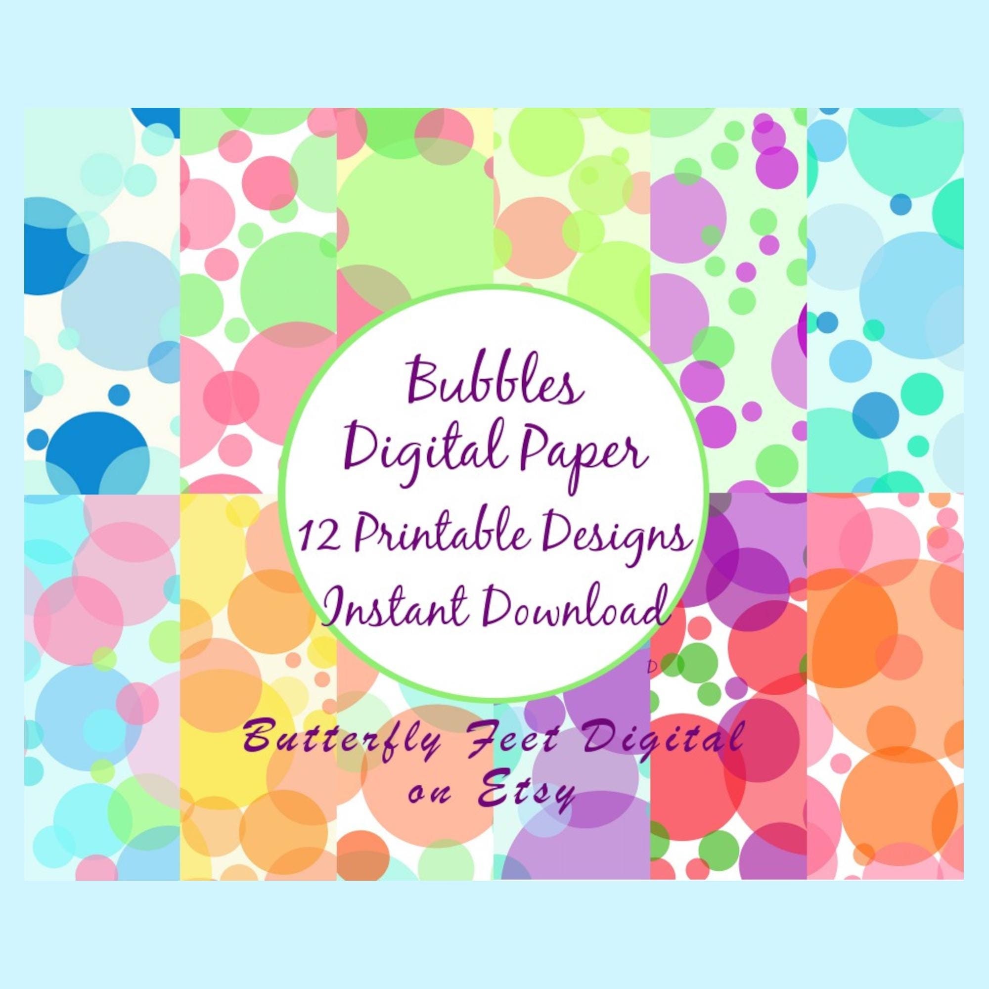 Bubbles Digital Paper Pack 12 Printable Papers Background Designs ...