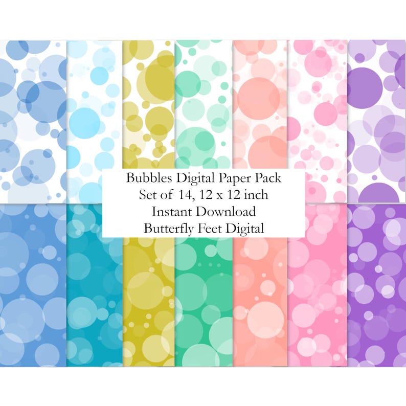 Bubbles Digital Paper Pack 14 Printable Backgrounds Digital Download ...