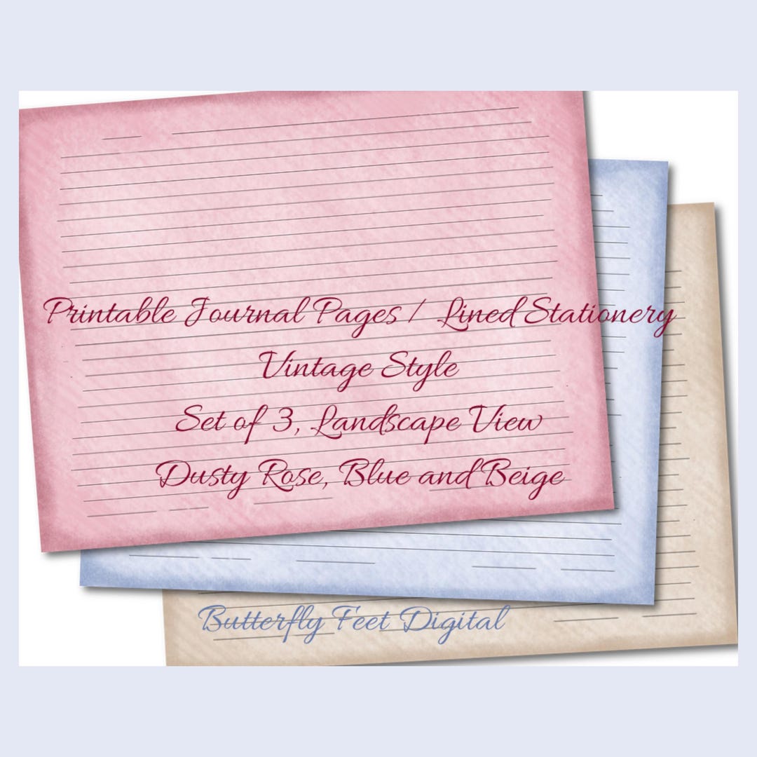 Printable Journal Pages Lined Writing Paper Aged Vintage Style ...