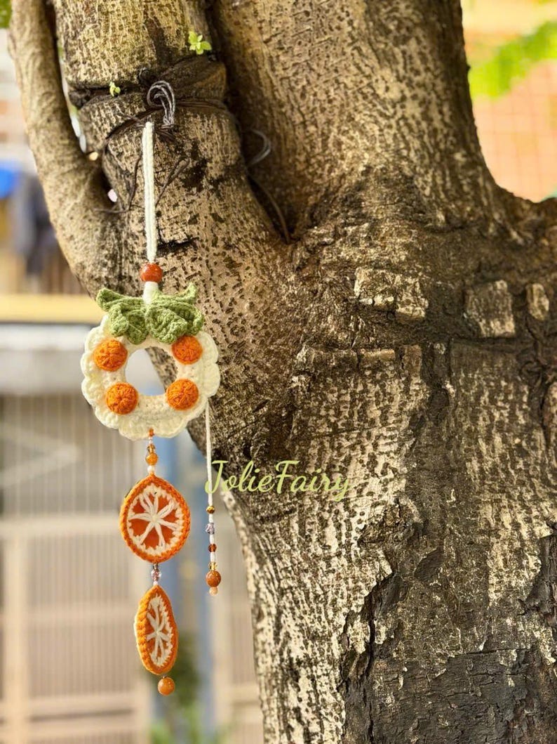 Handmade Crochet Car Wind Chime: Pastel Flowers & Charms - Etsy
