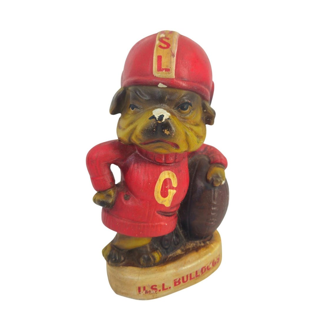 Vintage 60s Quinco USL Bulldogs Piggy Bank Dog Football Player Mascot ...