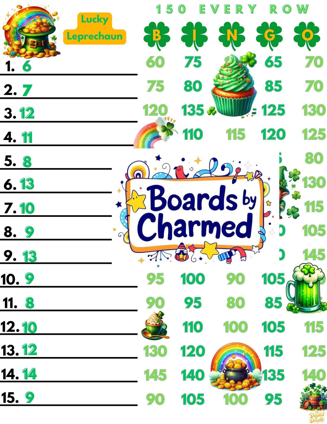 150 WTA Lucky Leprechaun Board |custom Bingo Cards| DIY Bingo Game ...