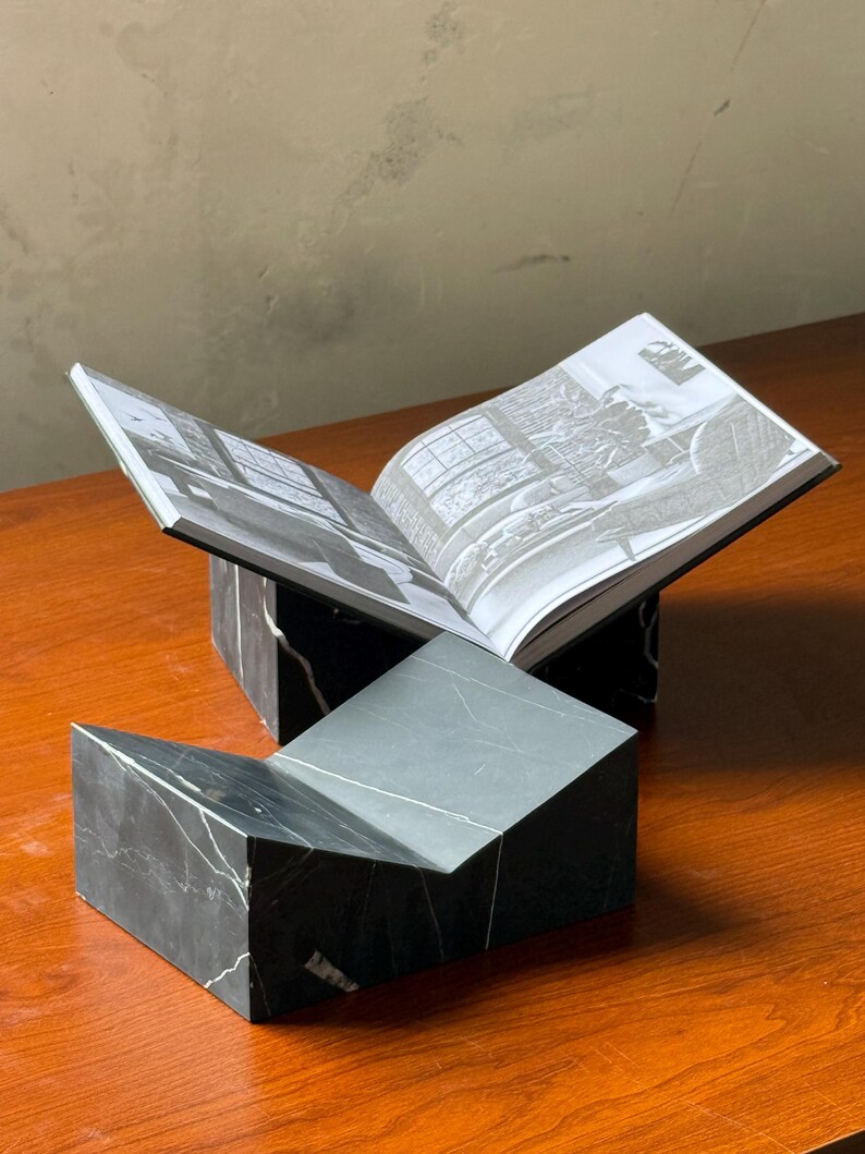 Nero Marquina Marble Bookstand in 2 Sizes, Marble Bookstand, Book ...
