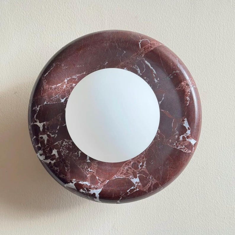 Marlowe Juno Rosso Levanto 20, Marble Wall Sconce, Modern Minimalist ...