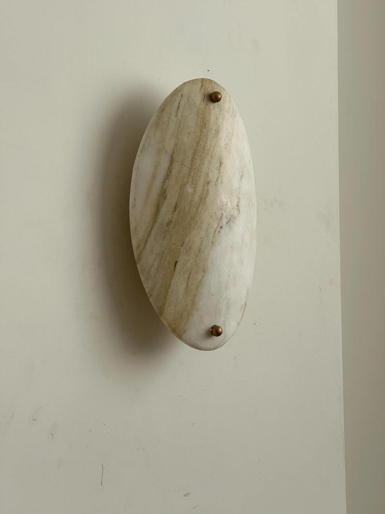 Oval Shape Calacatta Gold Marble Sconce - Wall Light, Living Room ...
