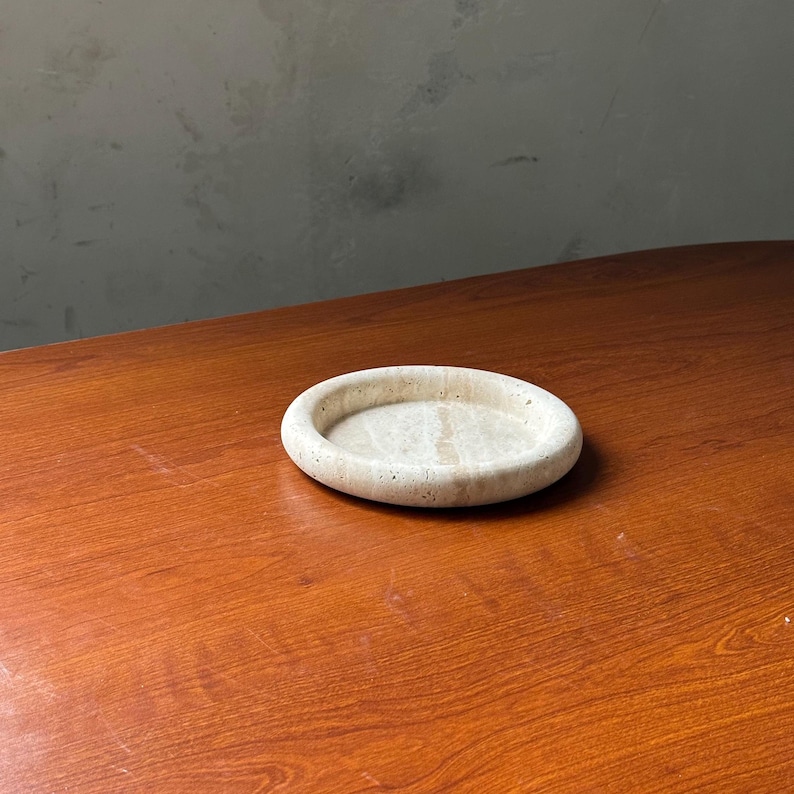 Artisanal Natural Travertine Round Tray – Multifunctional Elegance in 3 ...