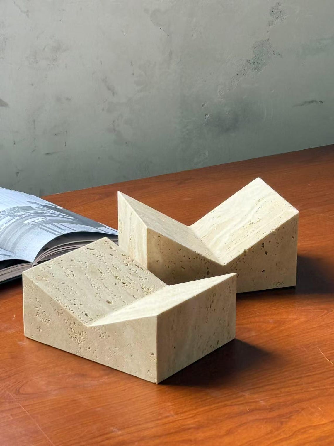Travertine Bookstand in 2 Sizes, Marble Bookstand, Book Holder, Bookend ...