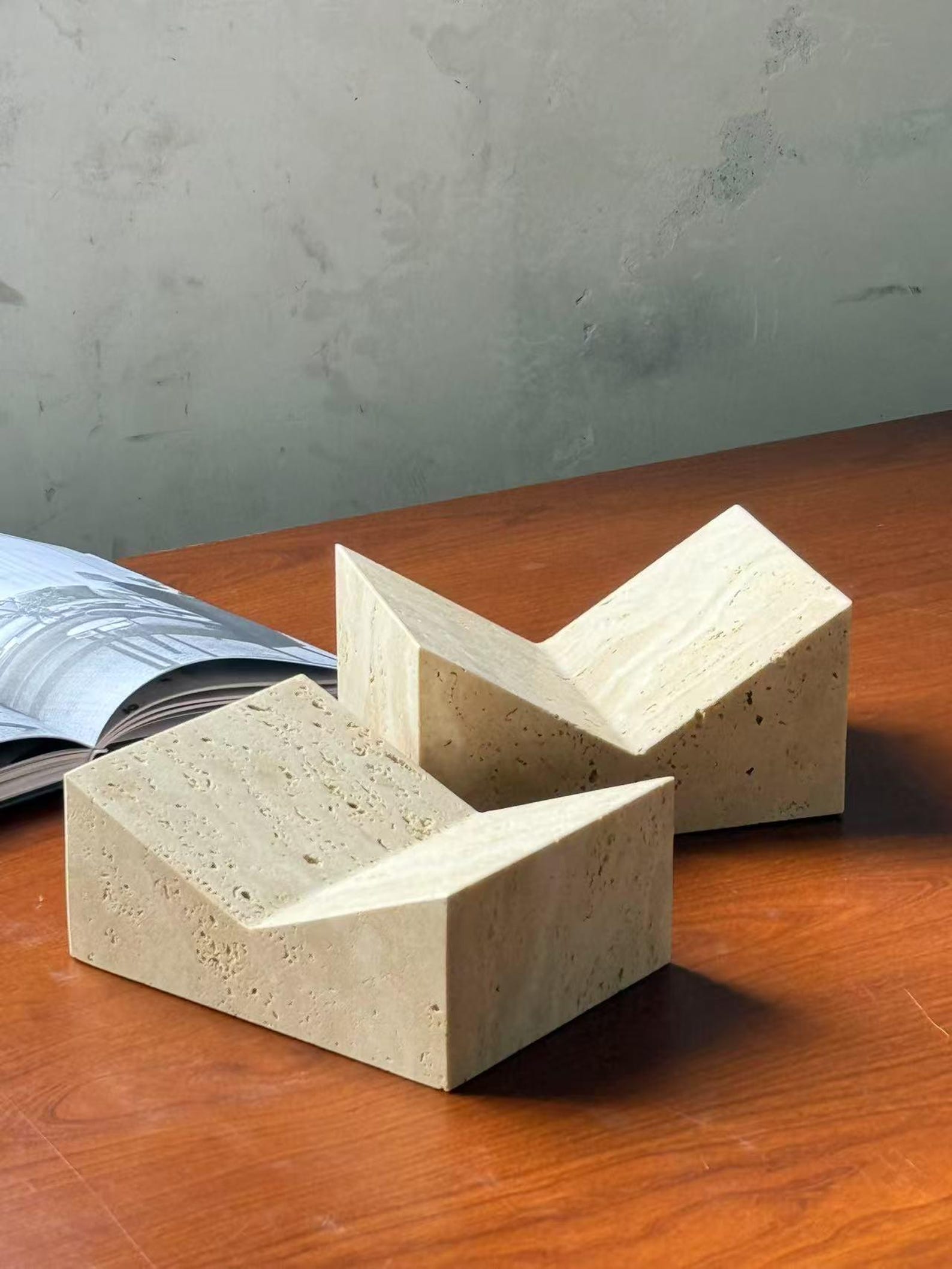 Natural Travertine Bookstand, Minimalist Stone Book Holder, Recipe ...