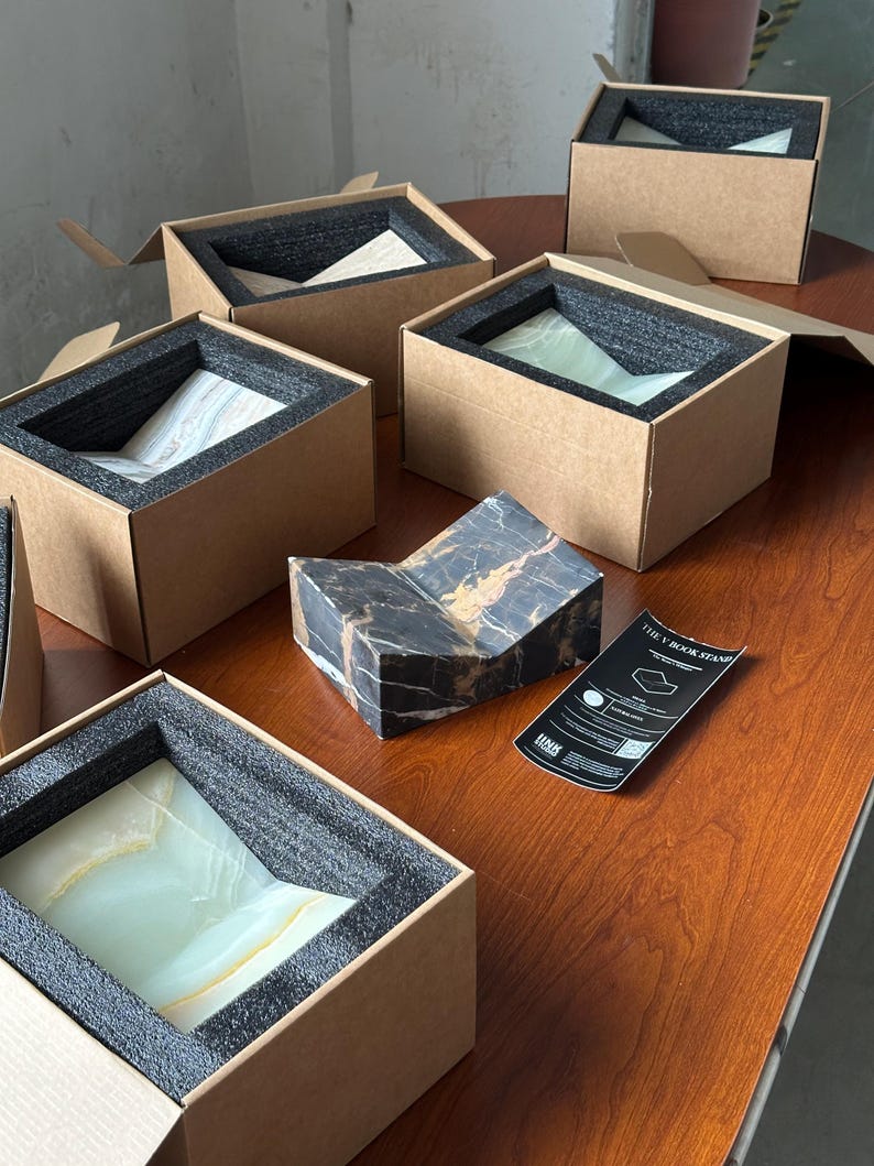 Nero Portoro Marble Bookstand in 3 Sizes, Marble Bookstand, Book Holder ...