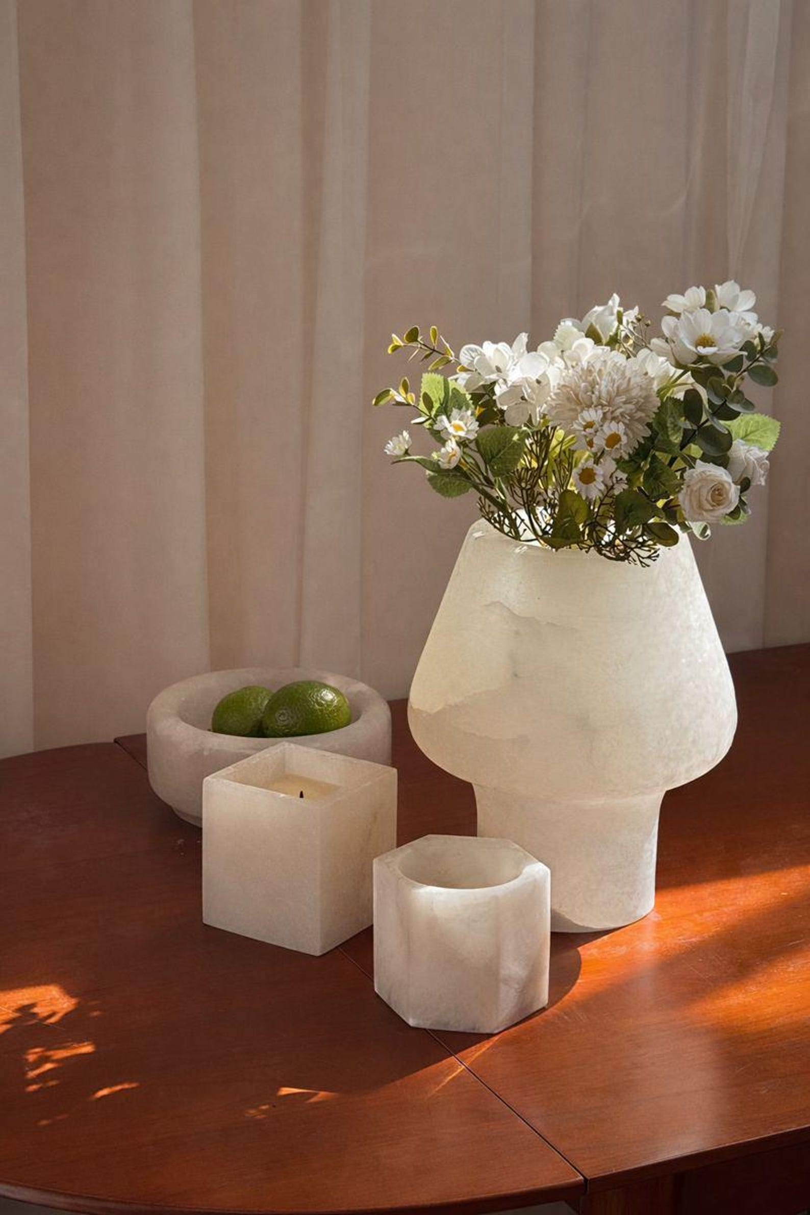 Alabaster Pedestal Vase – Natural Home Decoration - Etsy