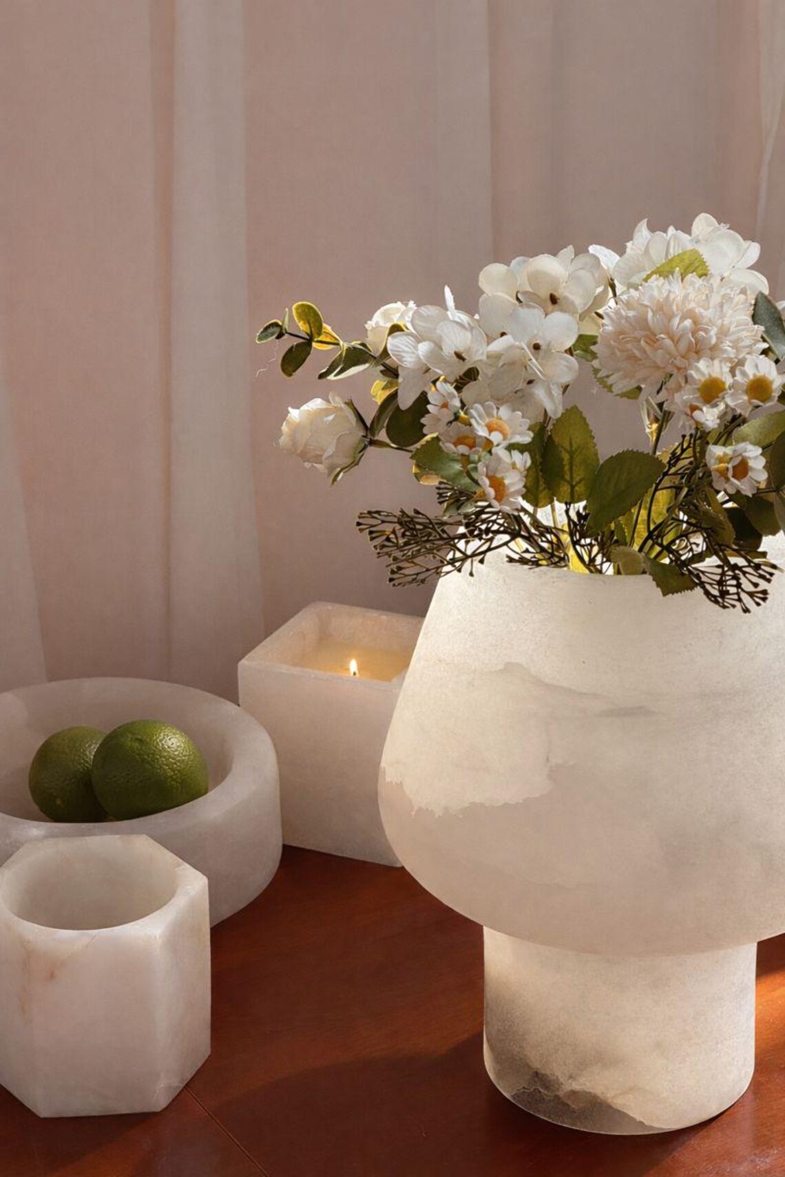 Alabaster Pedestal Vase – Natural Home Decoration - Etsy
