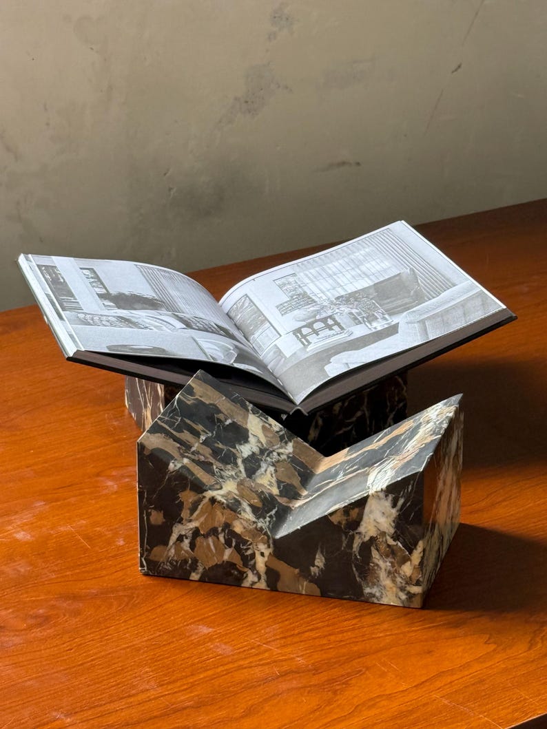 Nero Portoro Marble Bookstand in 3 Sizes, Marble Bookstand, Book Holder ...