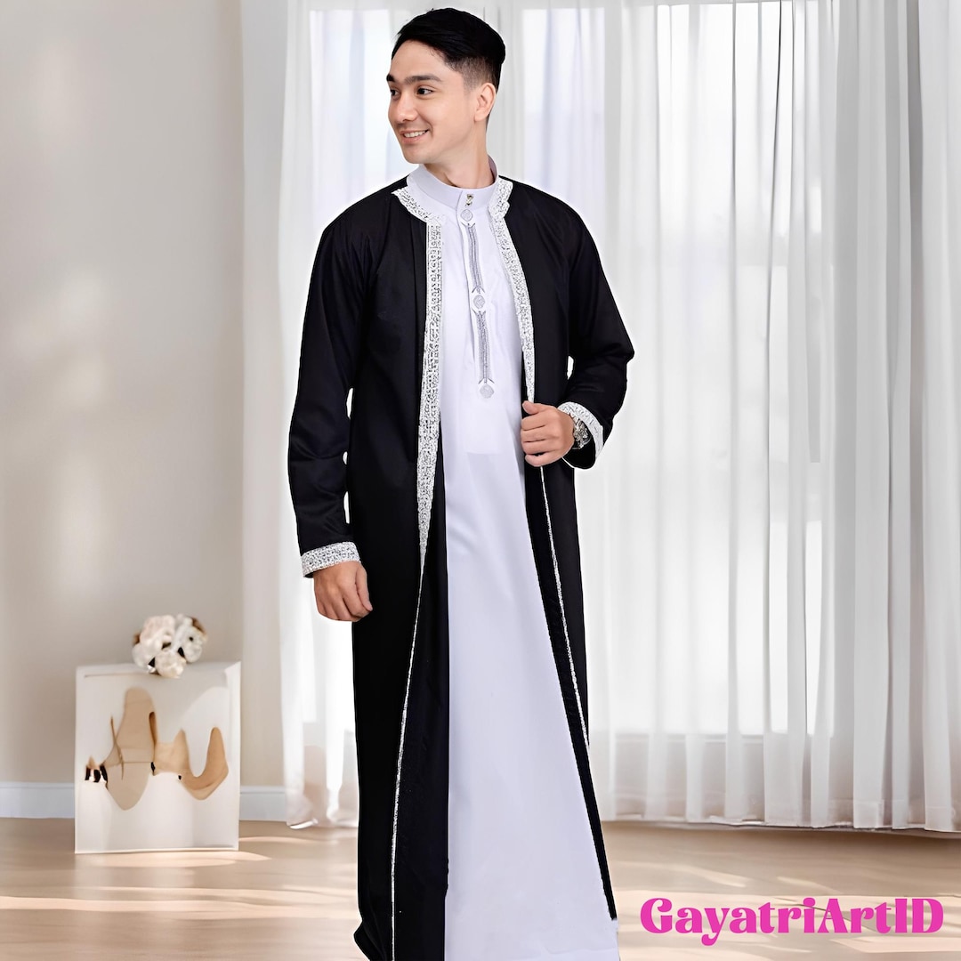Long Sleeve Muslim Men's Outer Robe, Islamic Clothing, Mens Thobe ...