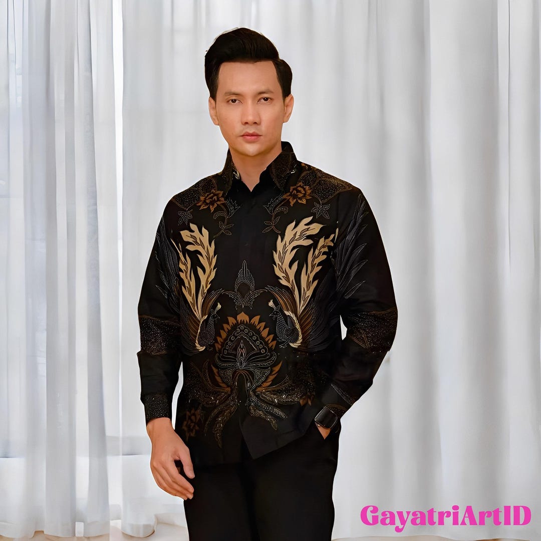 Gevoerd batikshirt heren (furing) alleen katoen, lange en korte mouw ...