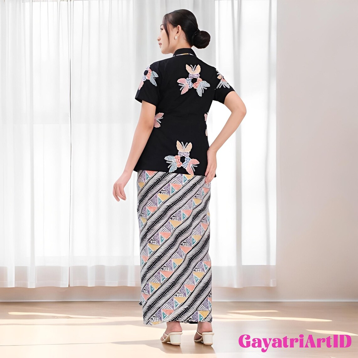 Women's Batik Kebaya With Kartini Style, Short Sleeves, Modern ...