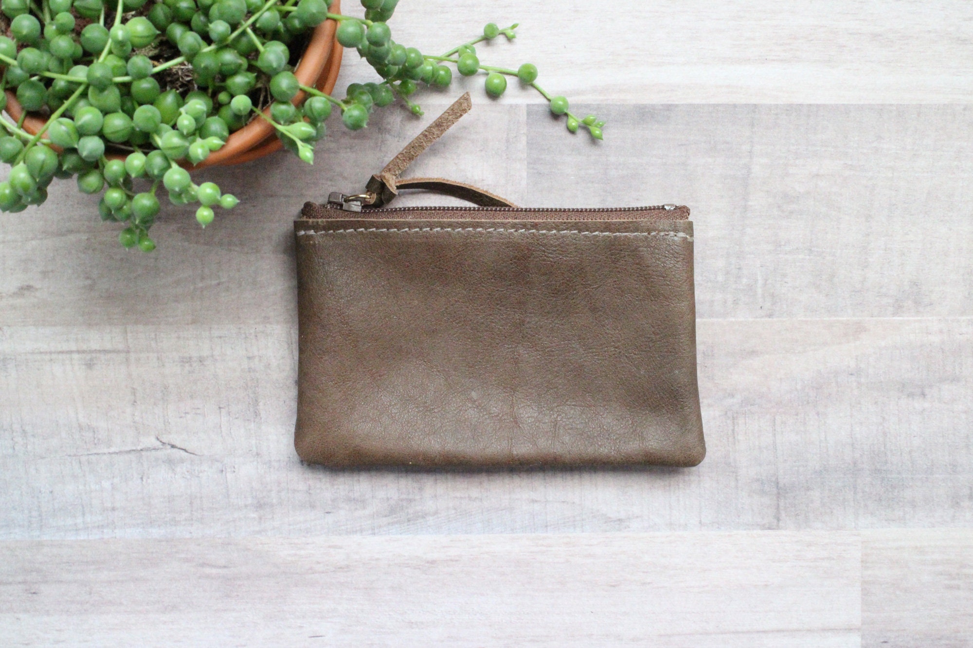 Leather Zipper Coin Case / Card Case / Wallet / Small Porch - Etsy Sweden
