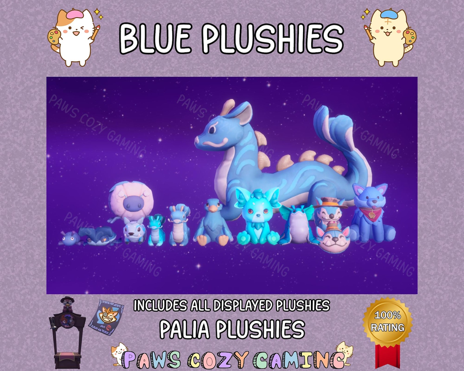 Palia Blue Plushies Pack Maji Dragon Tau Ogopuu Silverwing