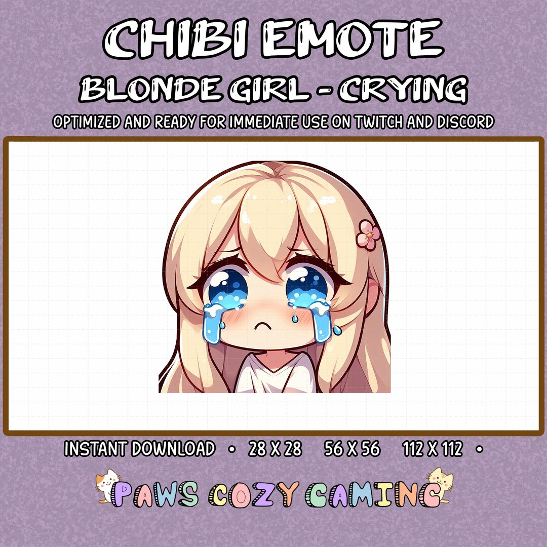 Blonde Girl Crying Emote - Sad Girl Emote - Twitch Emotes - Discord ...