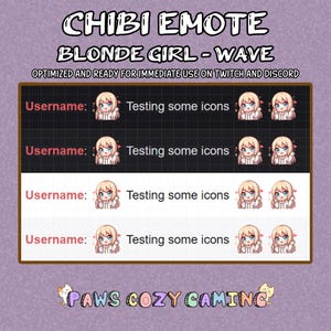 Blonde Girl Wave Emote - Girl Twitch Emote - Kawaii Anime Emote - Cute ...