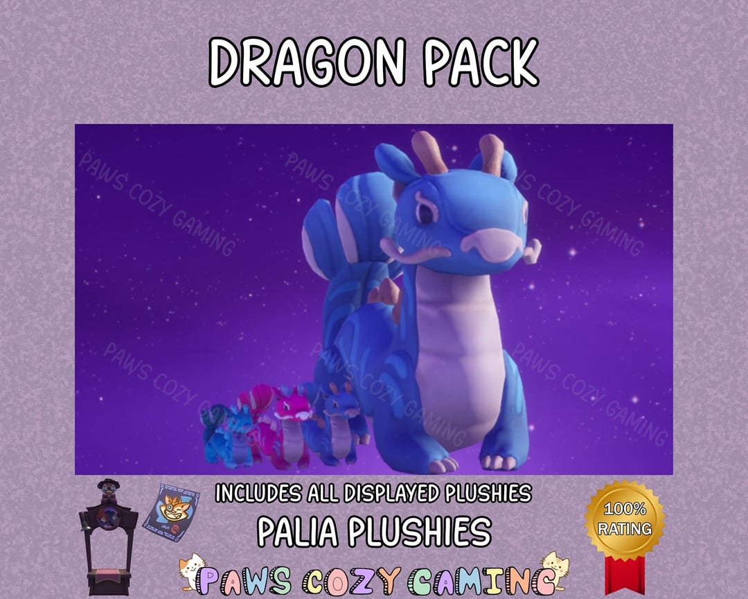 Palia Maji Dragon Plushies Pack - Madrinas Pink Maji Dragon Plushie ...