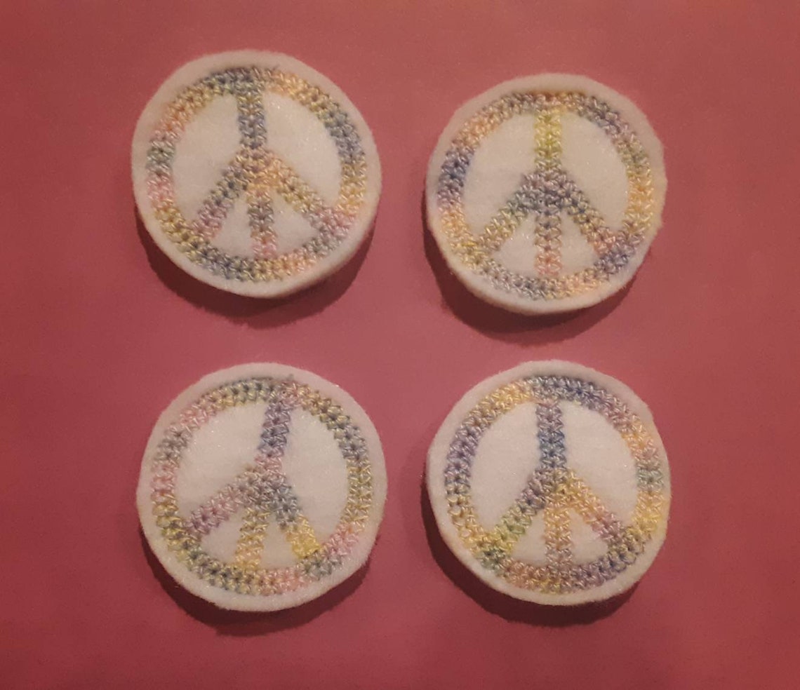 Rainbow Pastel Peace Sign Felties DIY Machine Embroidery | Etsy