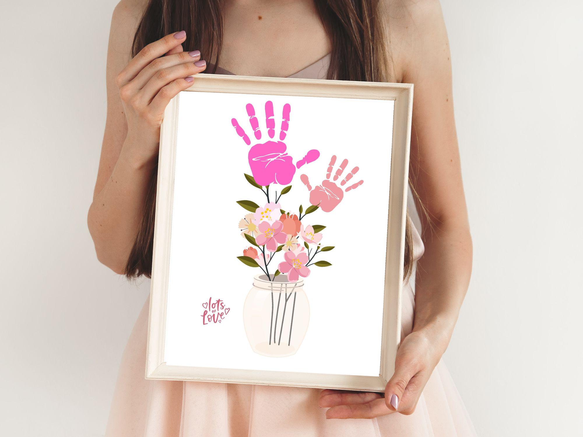 Flower Handprint Craft Art, Printable | Mothers Day, for Mom or Grandma ...