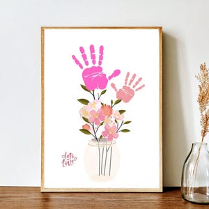 Flower Handprint Craft Art, Printable | Mothers Day, for Mom or Grandma ...